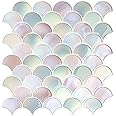 VEELIKE Fish Scale Backsplash Tile Peel and Stick Pink Mermaid Tile ...