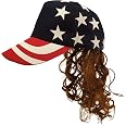 USA Stars and Stripes Brown King Mullet Hat Wig Merica Redneck 4th of ...