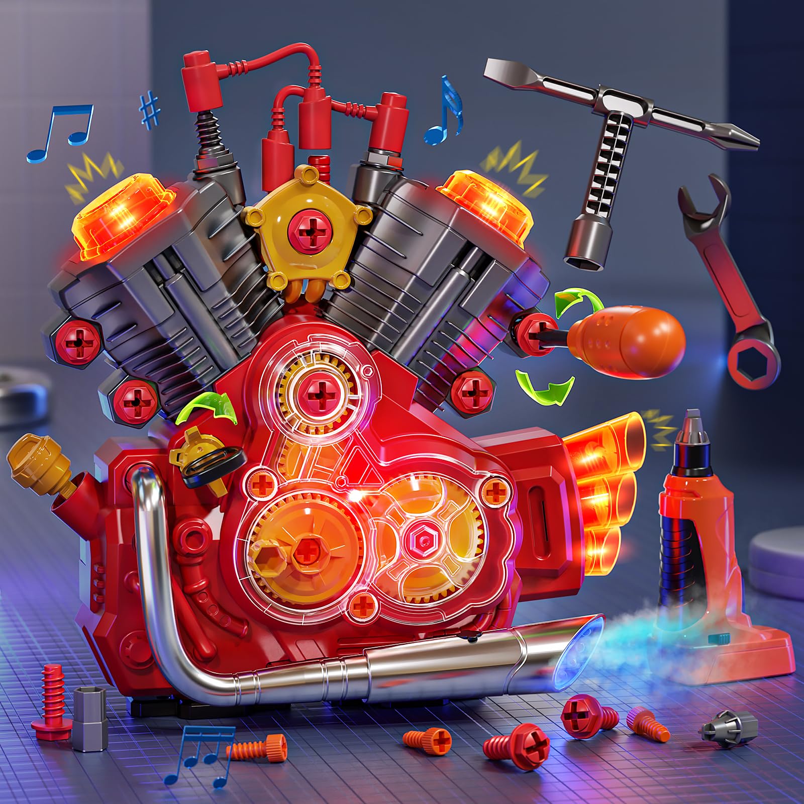 Jovow Engine Building Kit, Kids Mechanic Toys for Motorcycle Engine Toy ...