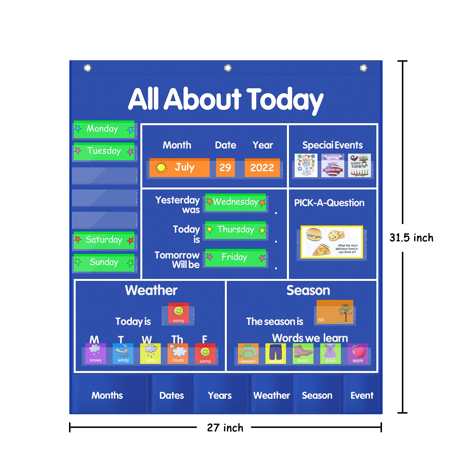 Mua ABCxGOOD All About Today Circle Time Learning Center Pocket Chart ...