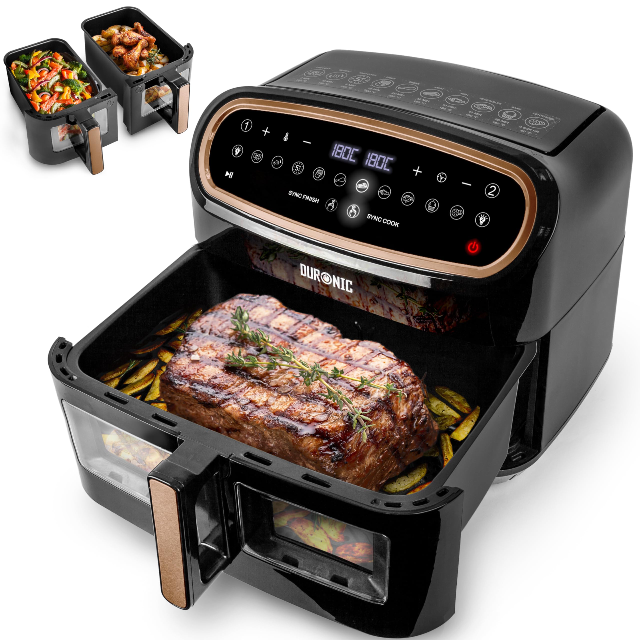 Mua Duronic Dual Air Fryer with Visual Window AF34 Black and Gold, 3 ...