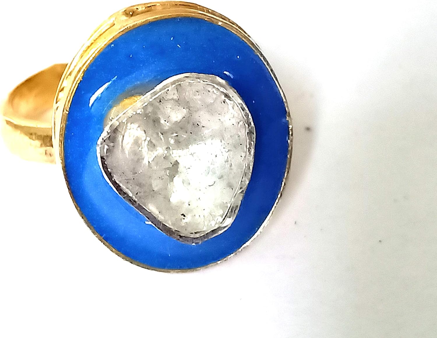 Amazon.com: Rupa Gems Beautiful Handmade Enamel Ring Rosecut Diamond ...