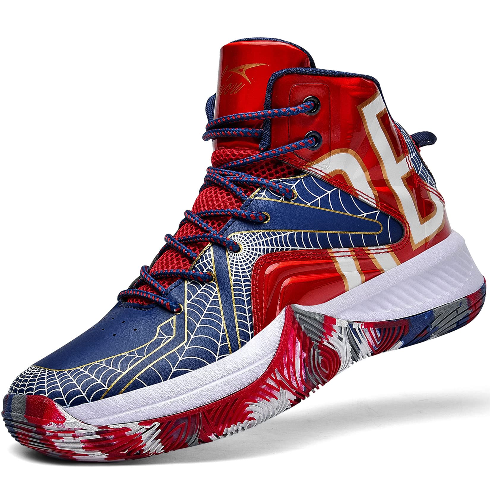 ASHION Mens Basketball Shoes Arch Support High Top Basketball Sneakers ...