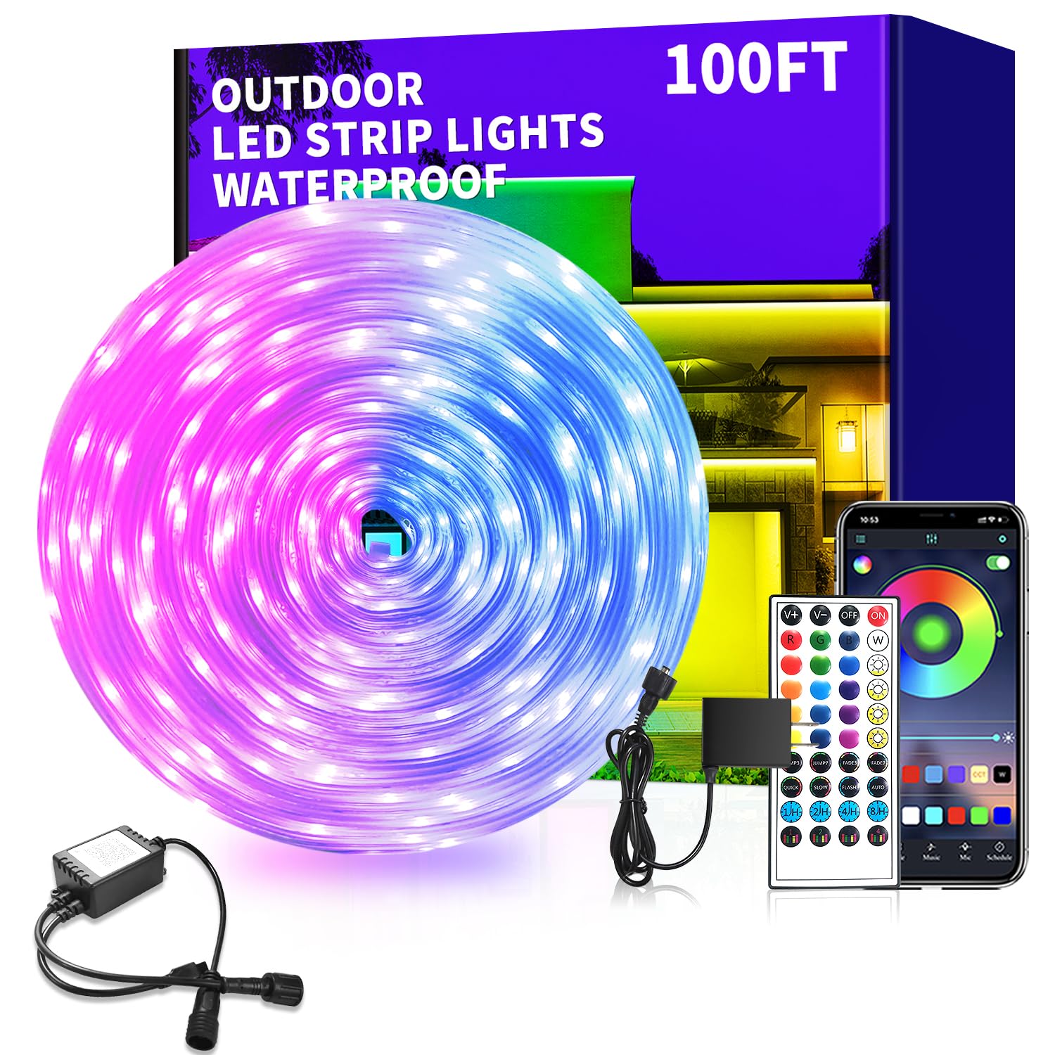 vimeepro 100ft Outdoor LED Strip Lights Waterproof,IP68 Outside Led ...