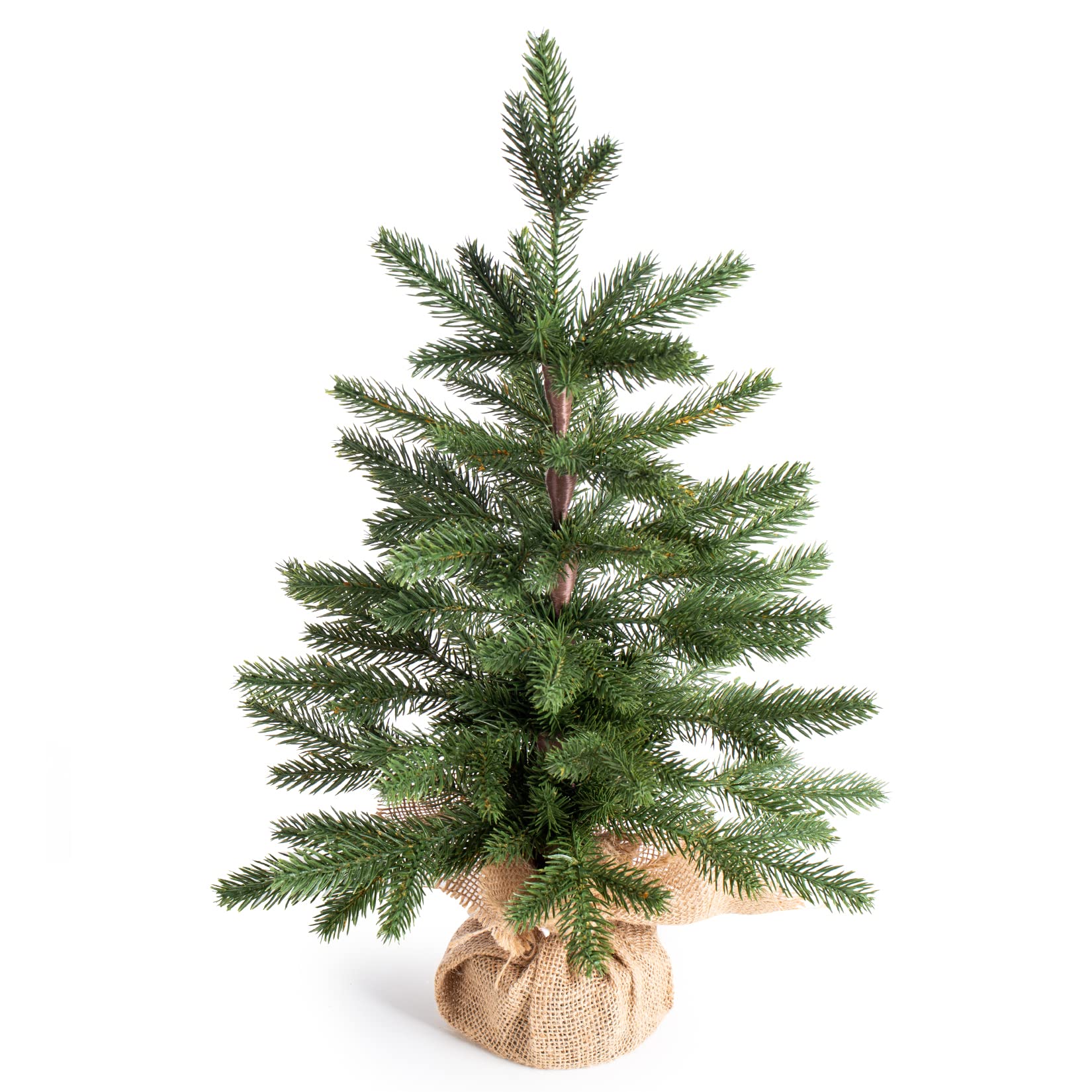 Mini Christmas Tree Tabletop PE Premium Full Tree Burlap Base,22in for ...