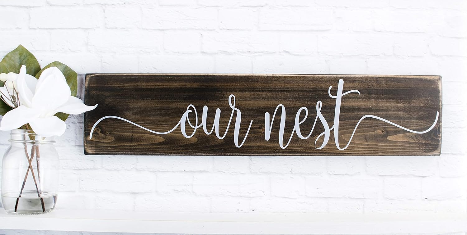 Amazon.com: Dark Walnut Our Nest Wooden Sign - Rustic Wood Handmade ...
