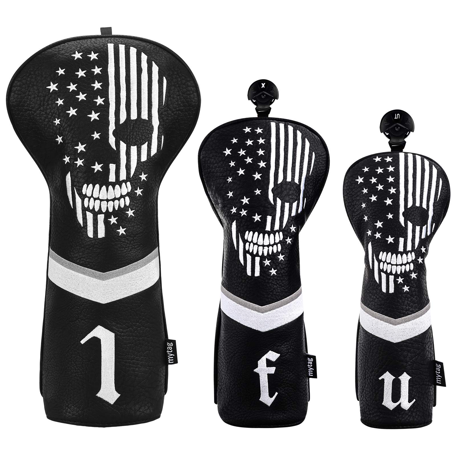 caiobob mytag Golf Skull Skeleton Head Cover Golf Club Black Leather ...