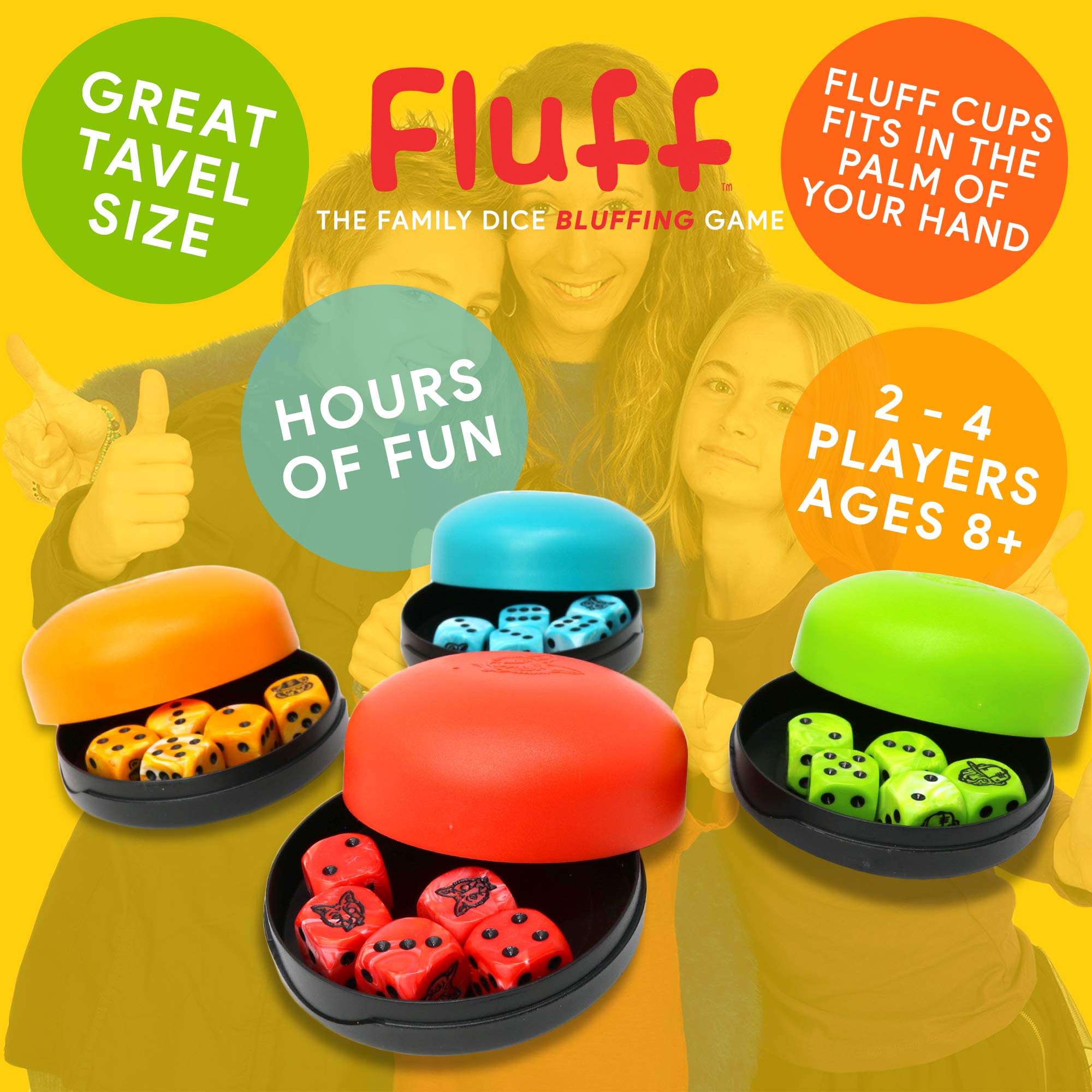 Bananagrams Fluff Rolling Dice Game - Family Game with Cups Like Liars ...
