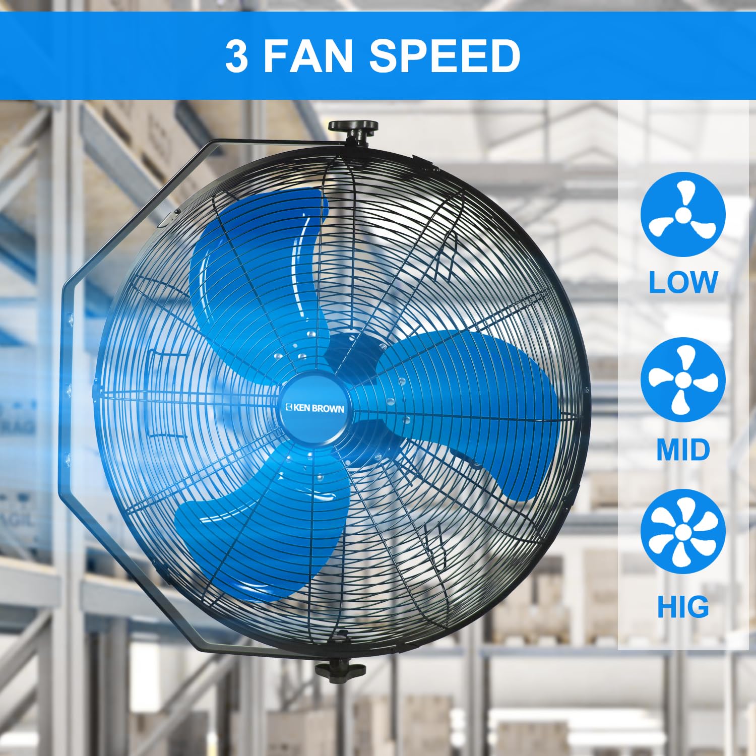 Mua KEN BROWN 18 Inch Wall Mount Fan Outdoor, 4300CFM Metal Wall Fan, 3 ...