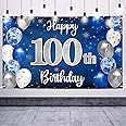 Amazon.com : Nelbiirth Happy 100th Birthday Decorations,100th Blue ...