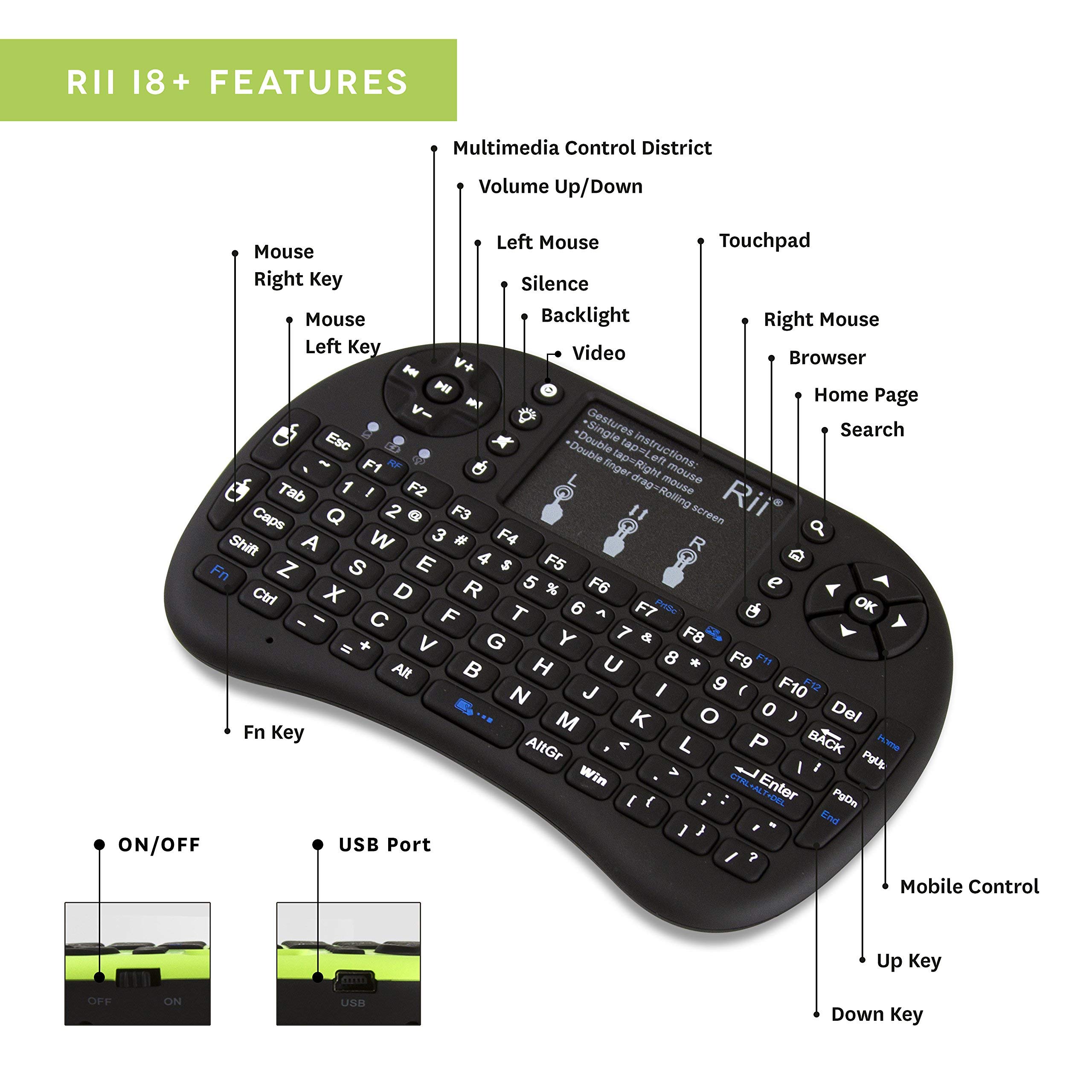 Mua (Upgraded)Rii 2.4GHz Mini Wireless Keyboard with Touchpad,QWERTY ...