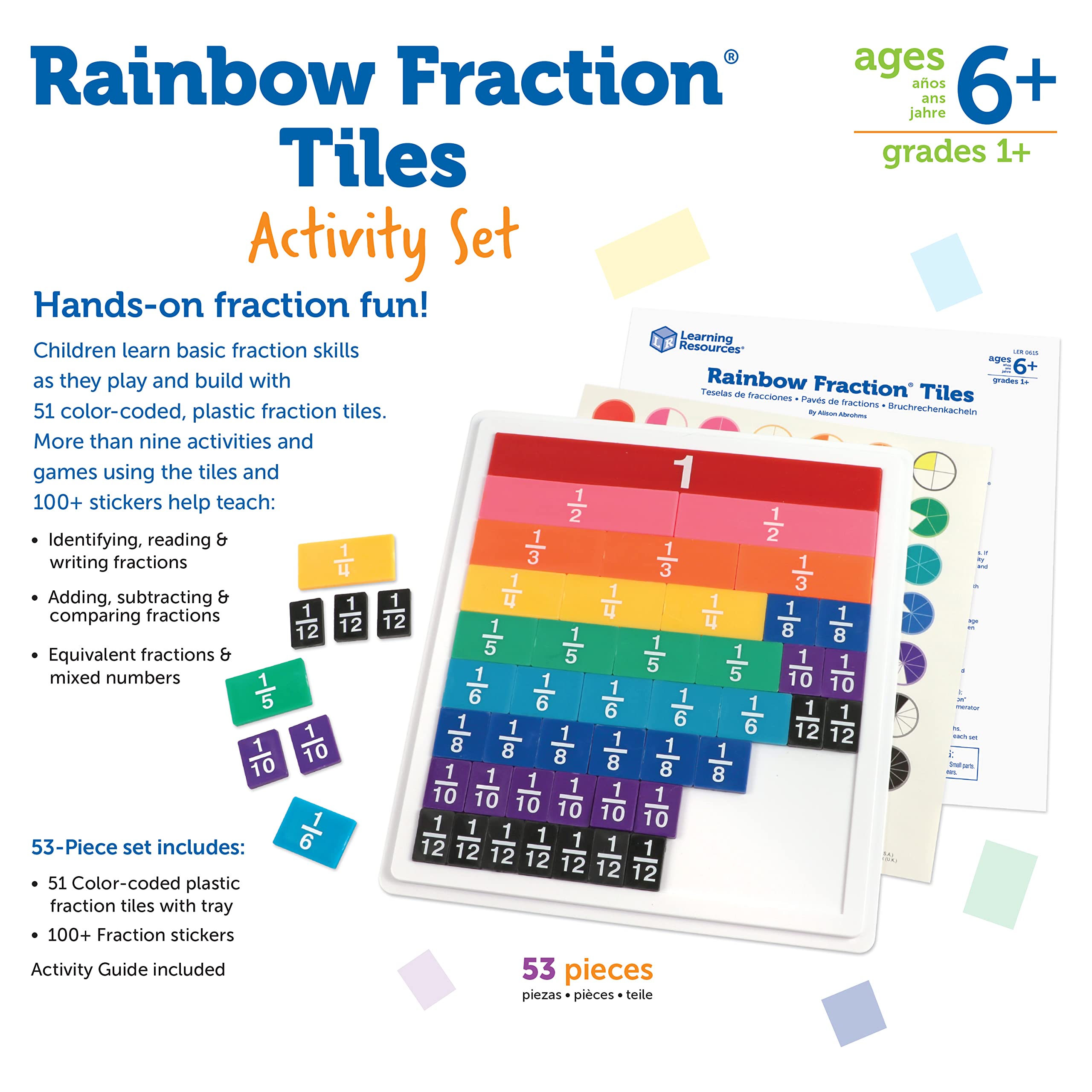 Mua Learning Resources Rainbow Fraction Tiles - 54 Pieces, Ages 6 ...