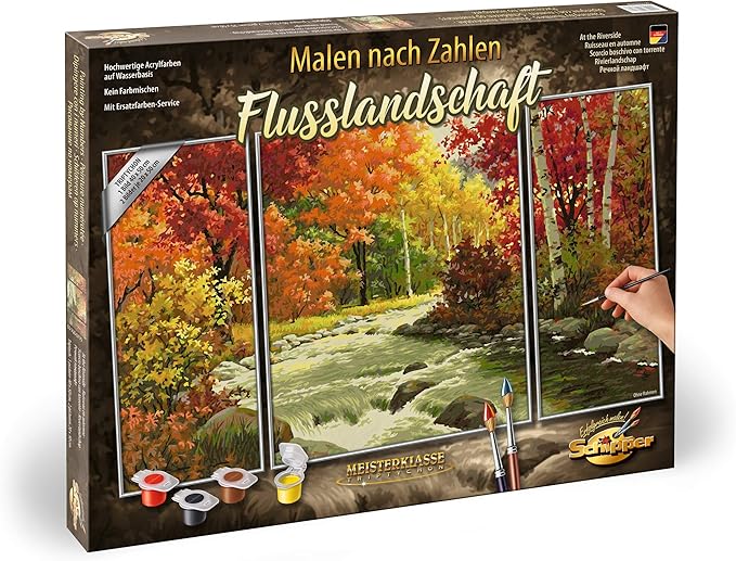 Schipper Malen nach Zahlen , Flusslandschaft , Bilder malen für Erwachsene, inklusive Pinsel und ...