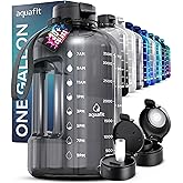 Amazon.com: AQUAFIT 1 Gallon Water Bottle With Time Marker - Straw & Chug Lid - Big Water Bottle ...