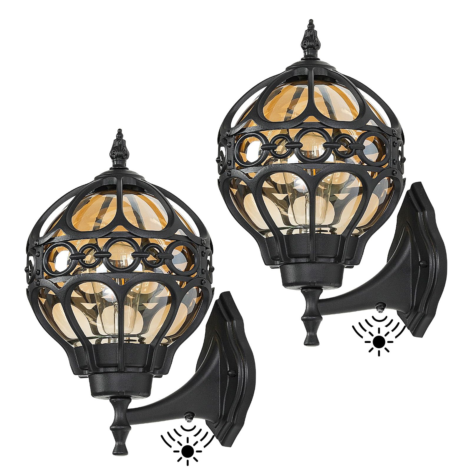 Zanritelit Dusk to Dawn Sphere Outdoor Wall Lights for Doorway Backyard ...
