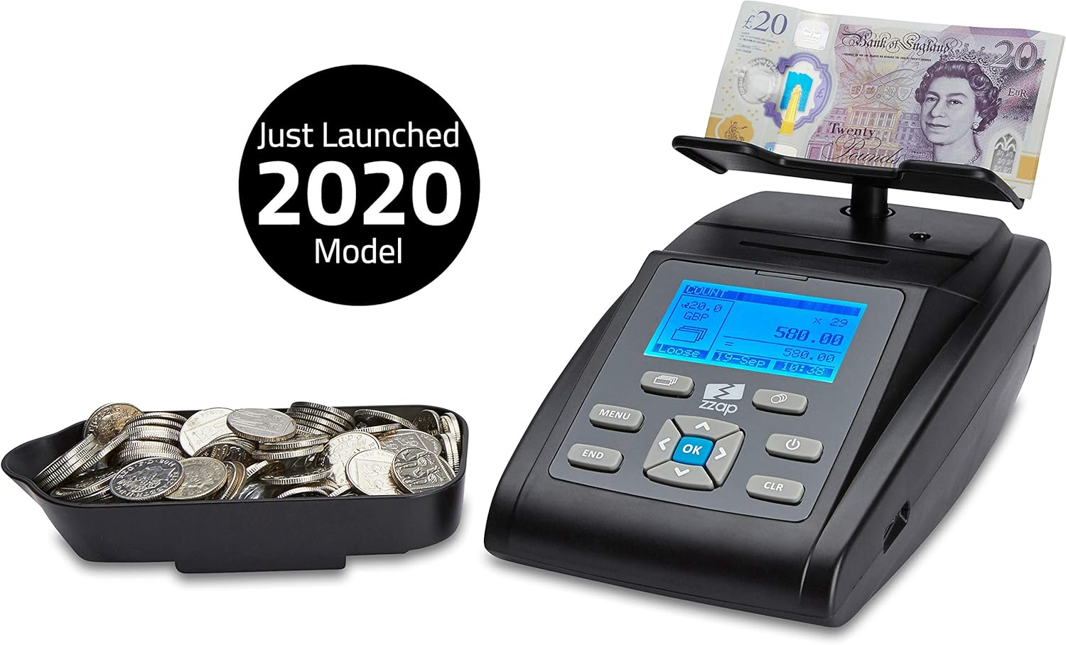 The ZZap MS40+ Coin and Banknote Counter - Battery Powered, Counts a ...