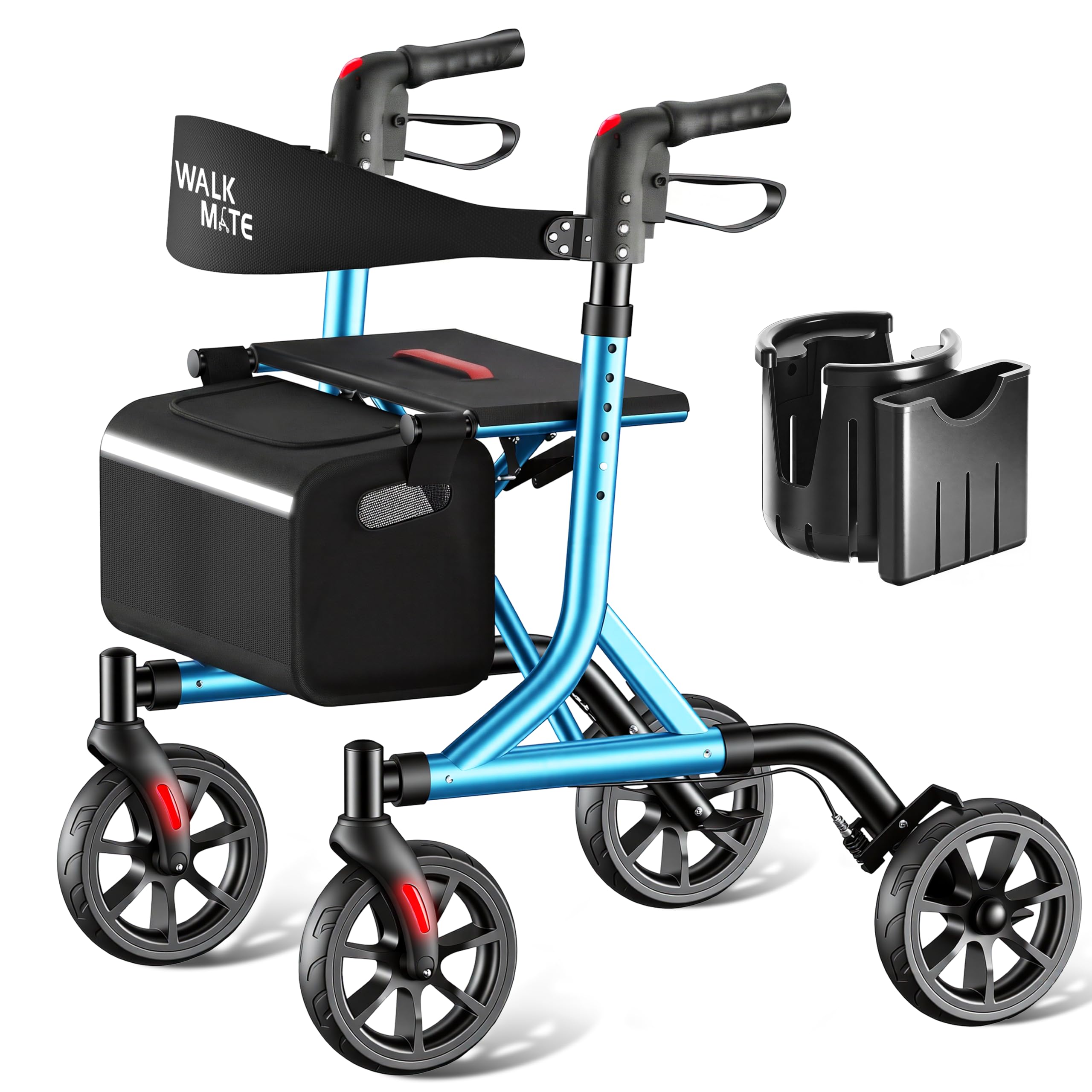 WALK MATE Rollator Walker for Seniors with Cup Holder, Upgraded Thumb ...