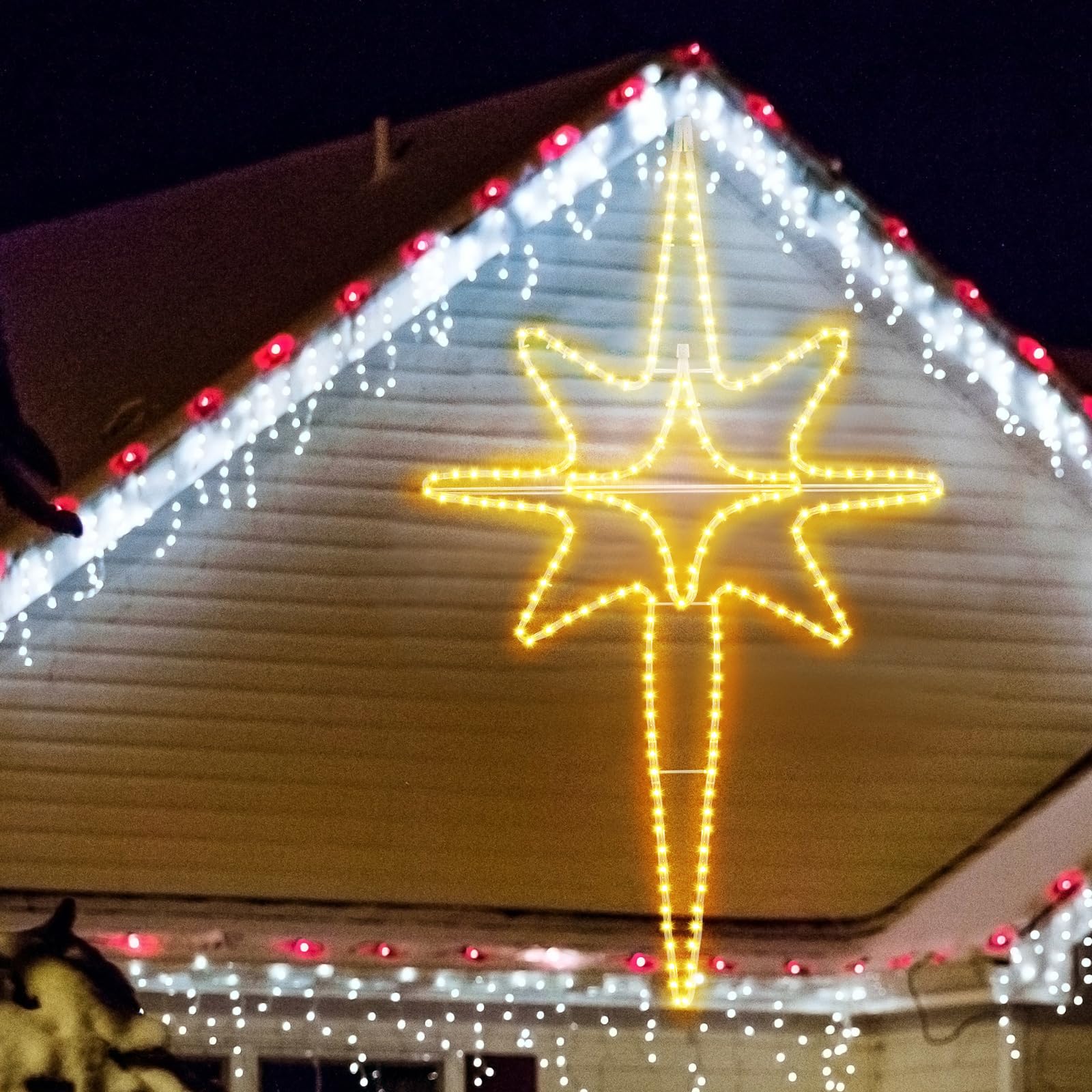 ROCEEI 48 Inch Large Folding Twinkle Bethlehem Star Outdoor LED ...