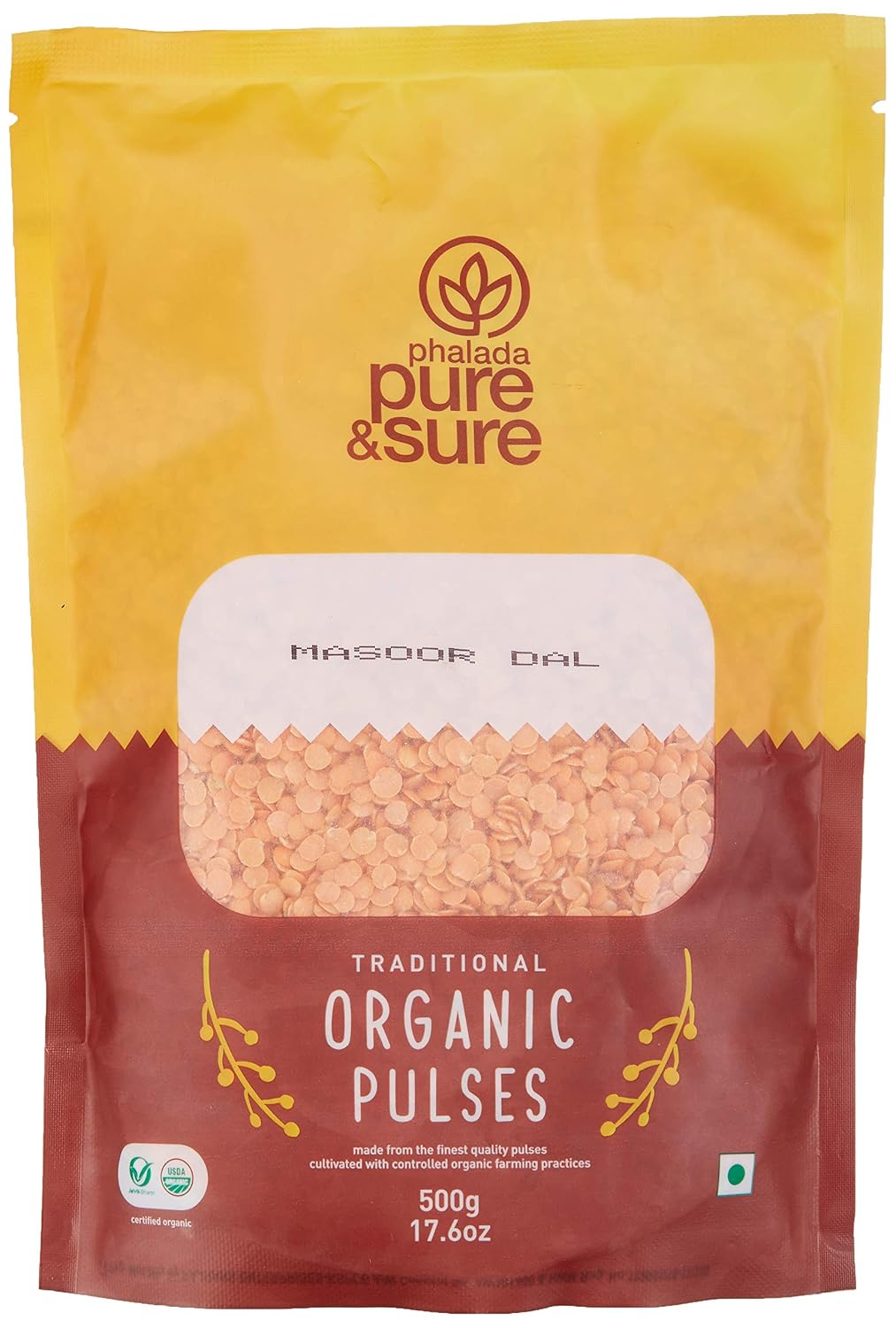 Pure and Sure Organic Masoor Dal Split, 500g: Amazon.in: Grocery ...