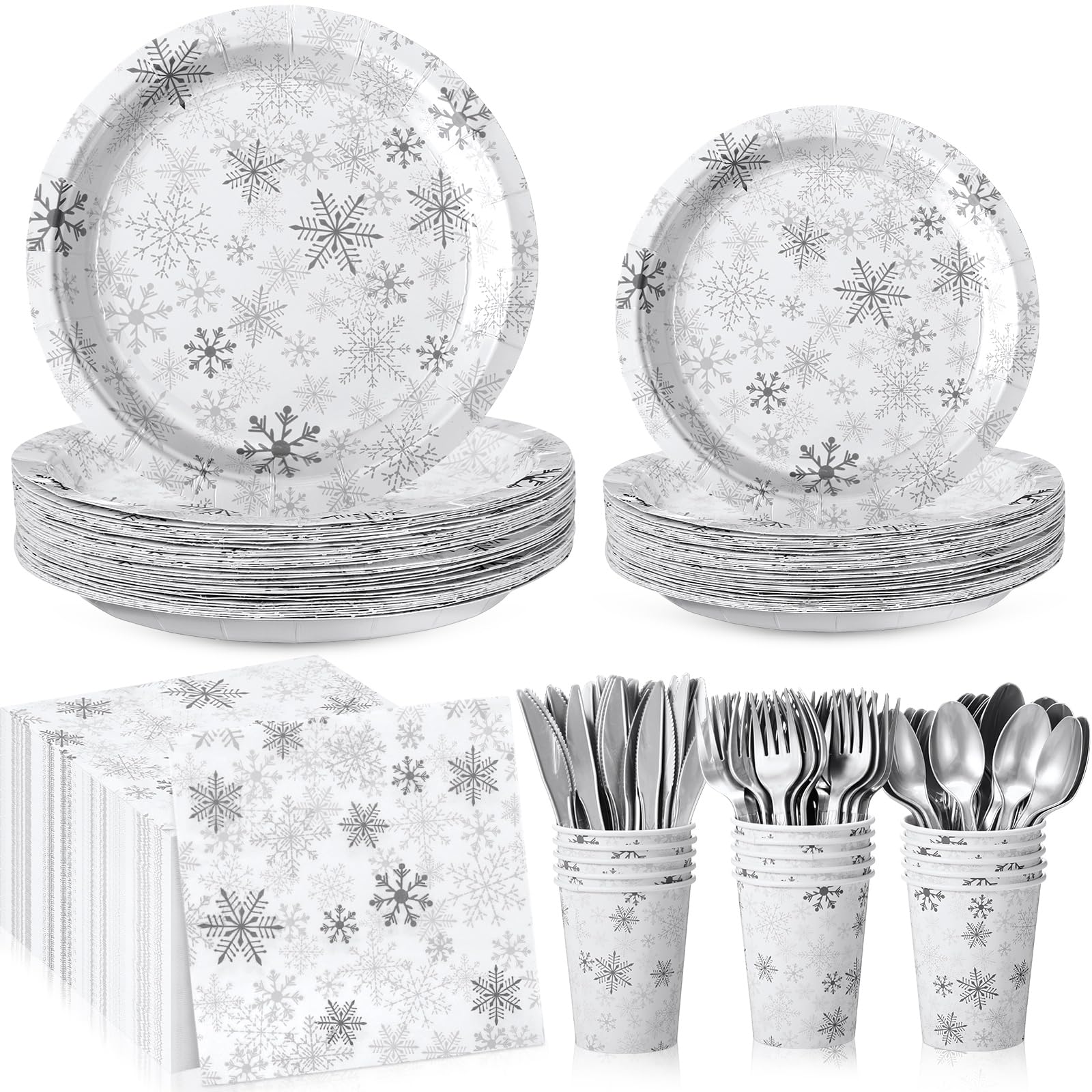 Potchen Pcs Winter Snowflake Tableware Set Winter Wonderland Party ...