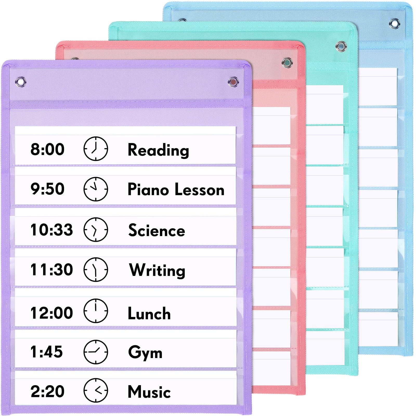 Leinuosen 4 Pcs Magnetic Pocket Chart for Classroom with 40 Dry Erase ...