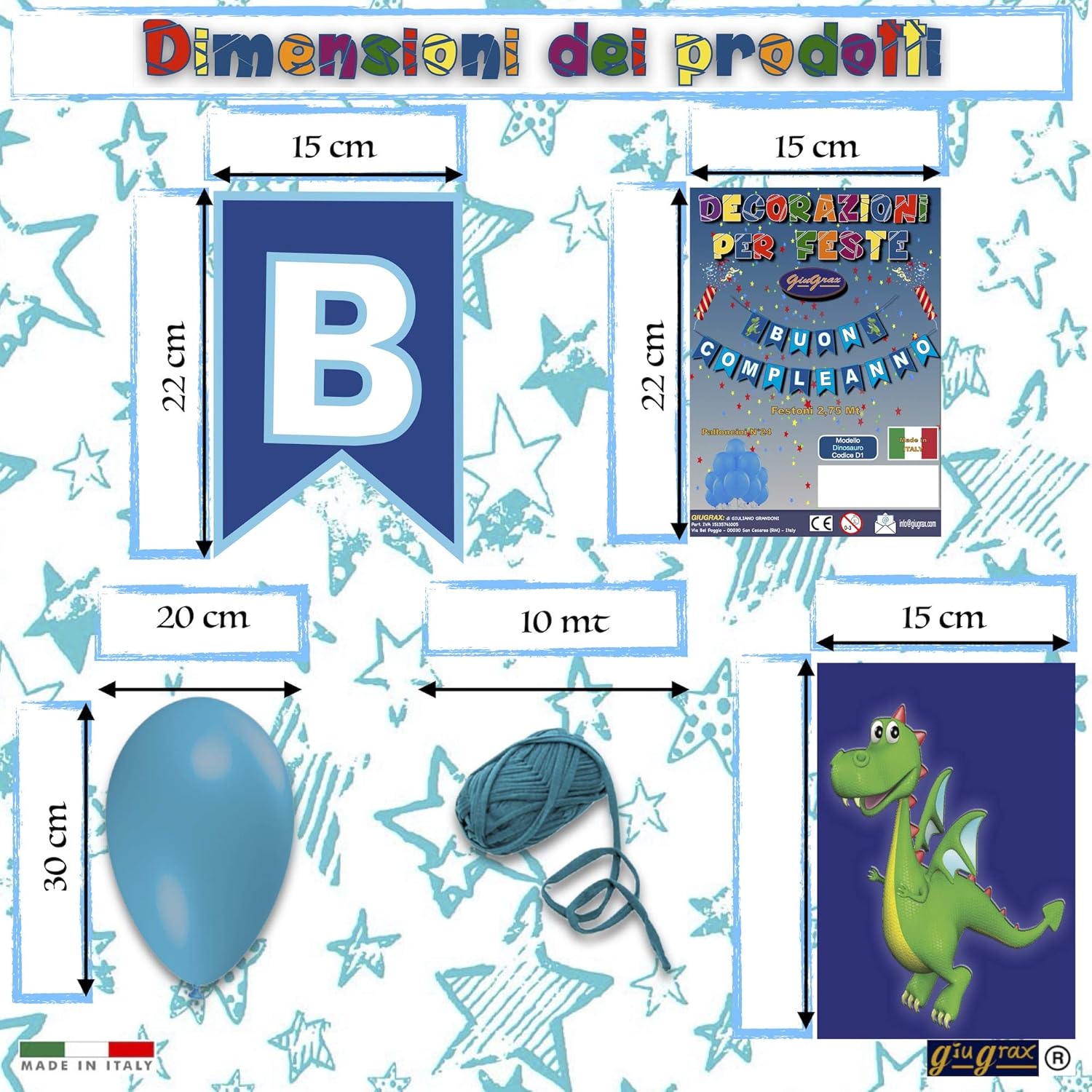 Ghirlande, festoni e coriandoli Addobbi Festa Blu Bambino Scritta Buon ...