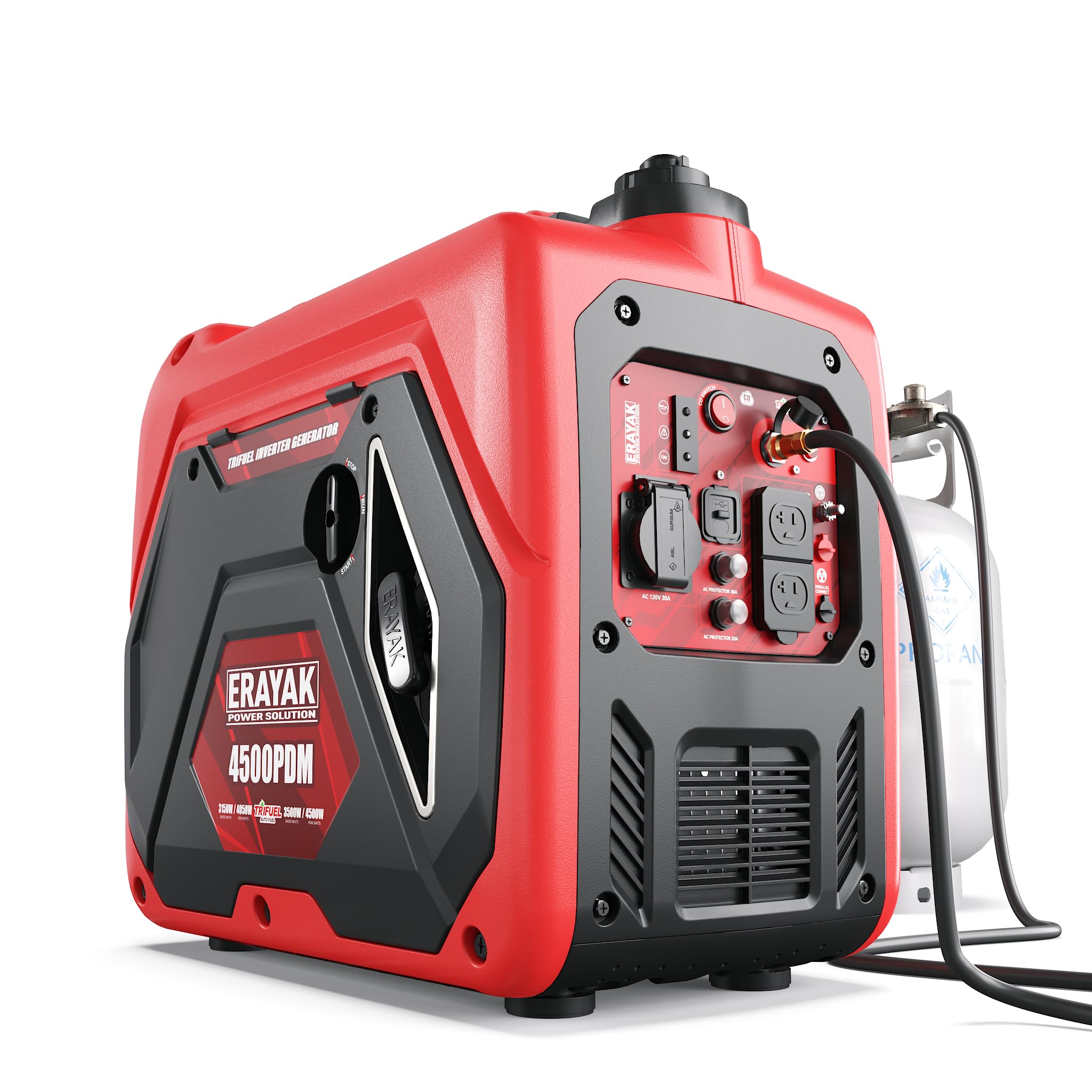 ERAYAK 4500W Tri-Fuel Portable Inverter Generator for Home Use,for ...