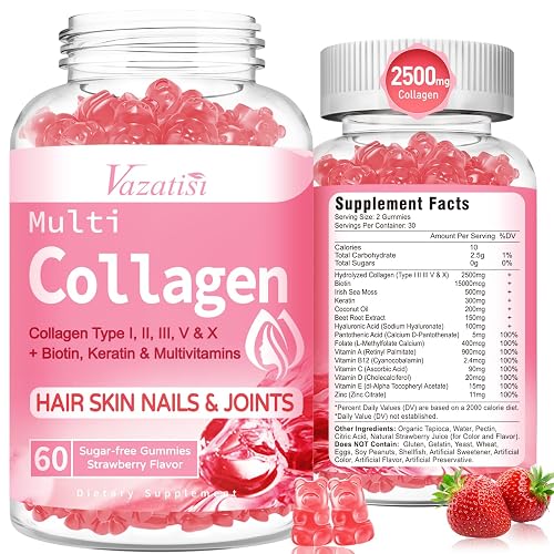 2 Pack Collagen Gummies for Women Men, Collagen 2500 mg with Biotin ...
