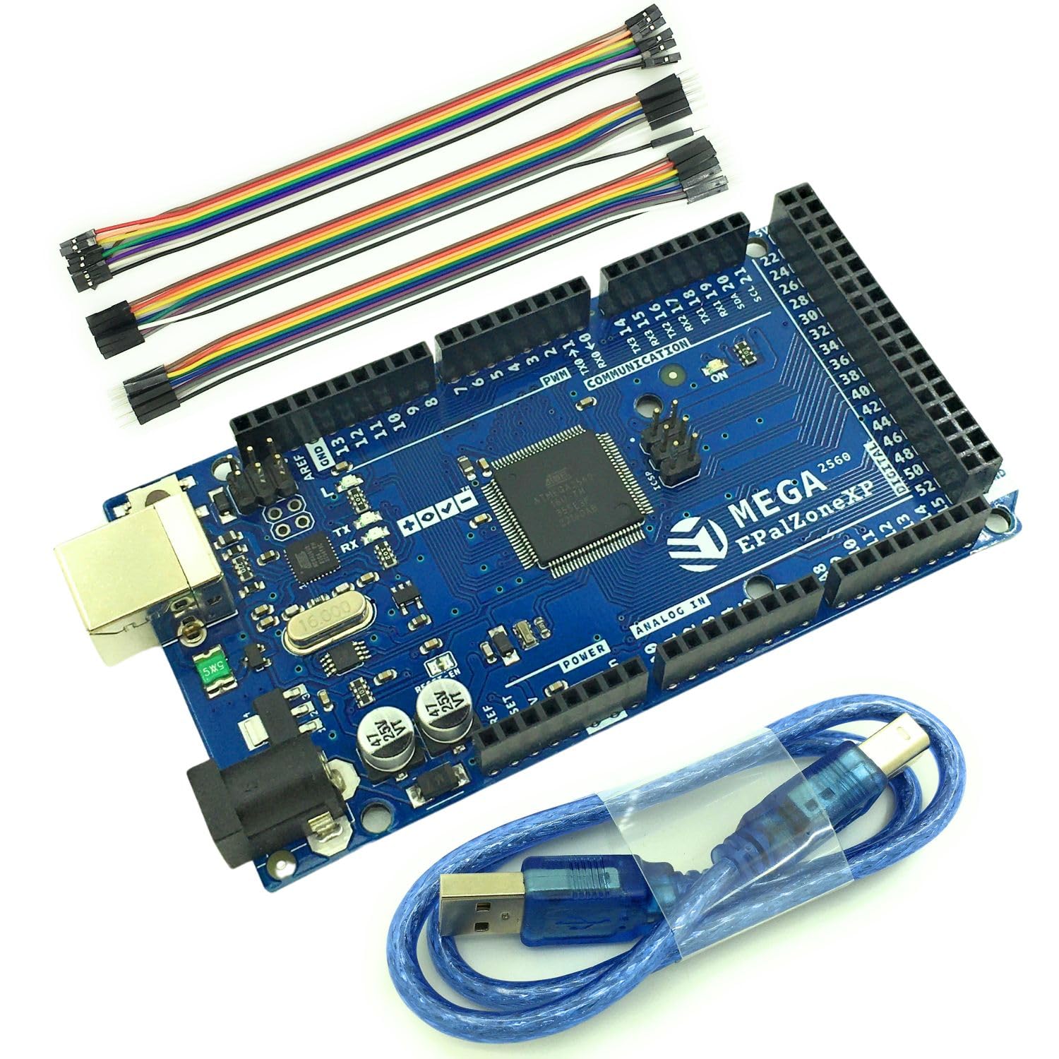 Mua MEGA 2560 R3 ATMEGA2560 + USB Cable + 30pcs 20cm Dupont Wires ATMEGA16U2 Compatible with ...