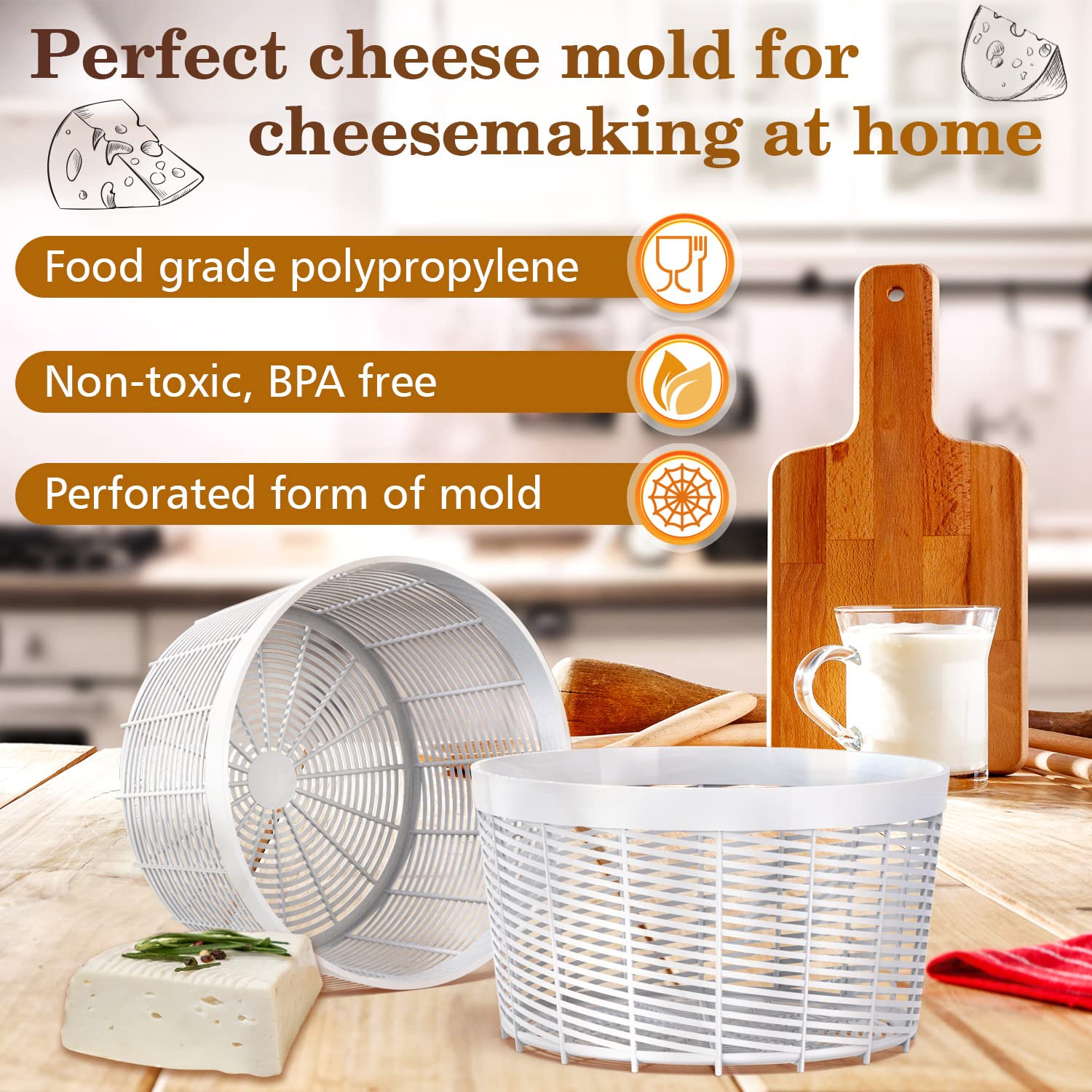 Mua Cheese Making Semi Soft and Soft Cheese Mold for 0,5 GAL - Homemade ...