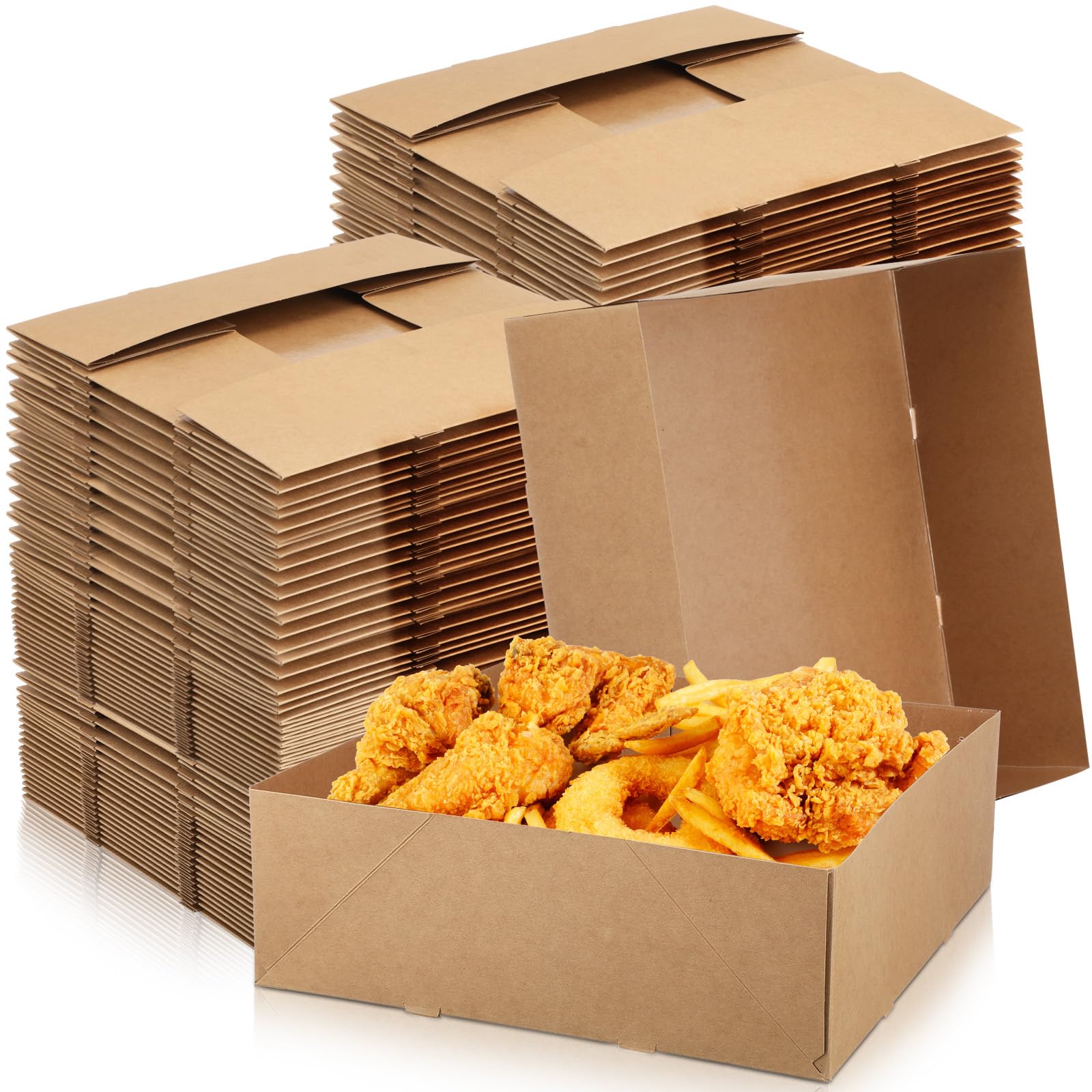Teling 50 Pcs 10. 4" x 10. 4" x 3. 7" Kraft Paper Food Trays Disposable ...