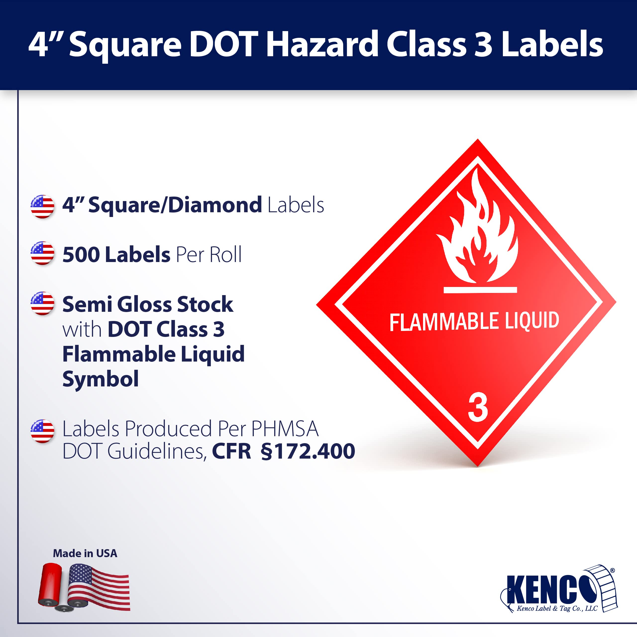 Mua D.O.T. Labels - Hazard Class 3 DOT Flammable Liquid Hazmat Labels 4 ...