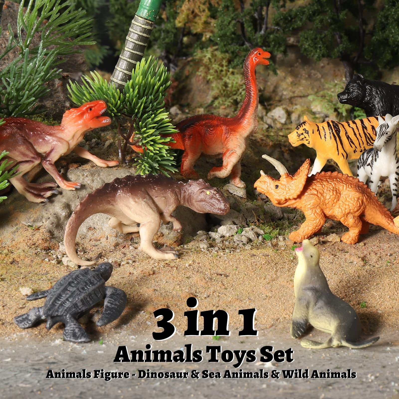 Mua TOEY PLAY 36-Piece 3-in-1 Animal Figures Set with Dinosaur, Sea ...