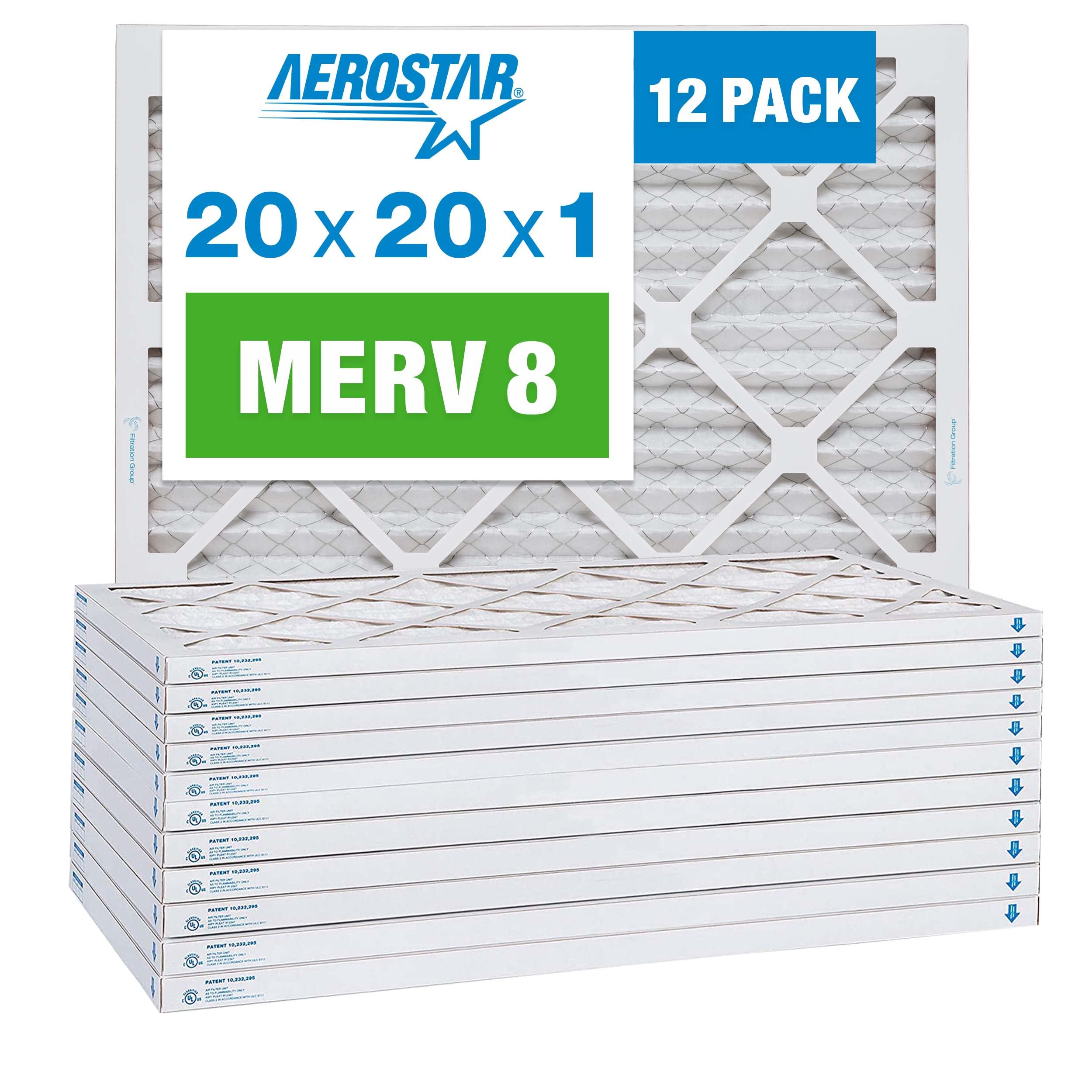 Aerostar 20x20x1 Air Filter MERV 8 (For Allergies, Dust, Lint, Mold ...