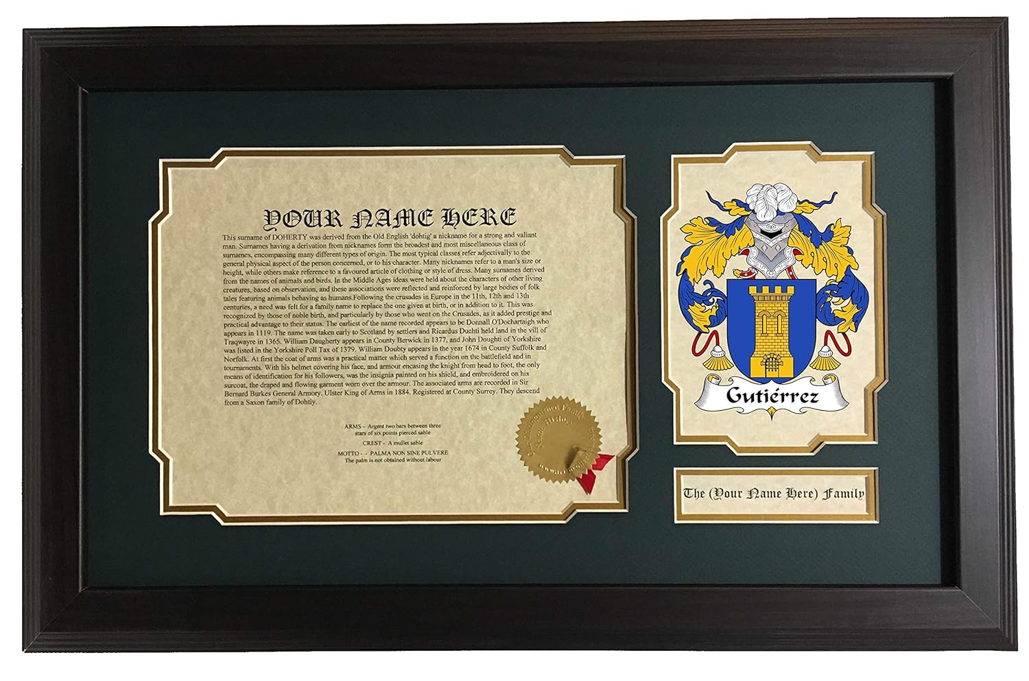 Amazon.com: Gutiérrez - Coat of Arms and Last Name History, 14x22 ...