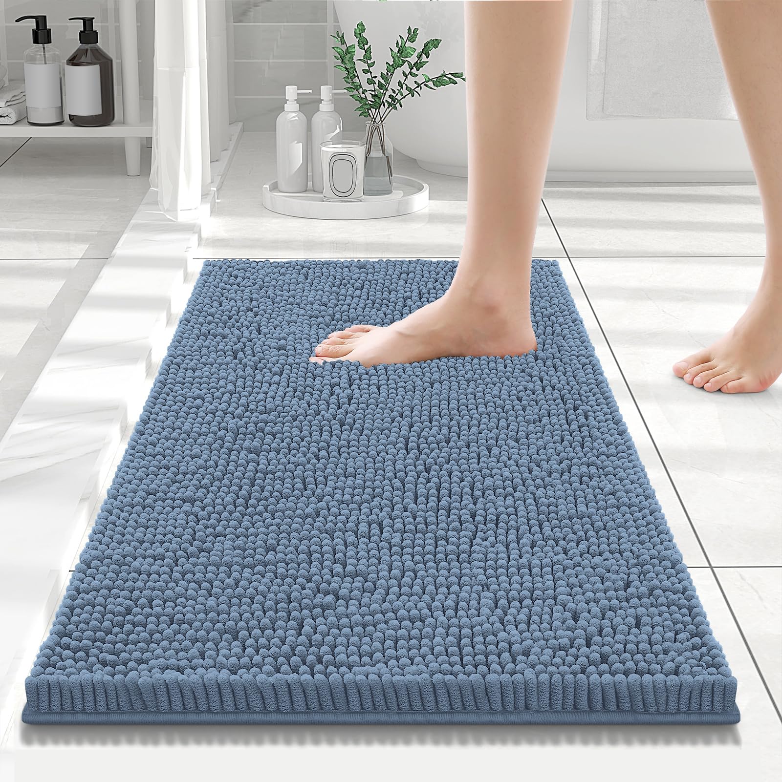 Smiry Luxury Chenille Bathroom Rugs 24x16, Extra Soft and Absorbent ...