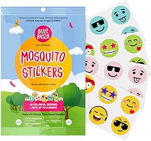 BuzzPatch Mosquito Patch Stickers for Kids (60 Pack) - All Natural, Plant Based Ingredients, Non ...