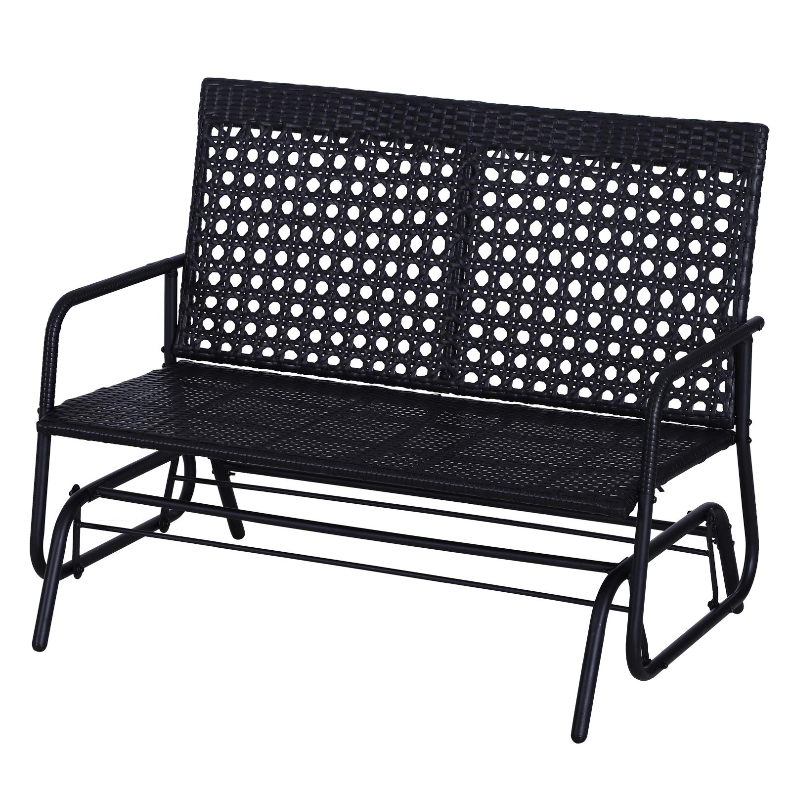 Outsunny 47" Classic Steel PE Rattan Wicker Two Person Outdoor Patio ...