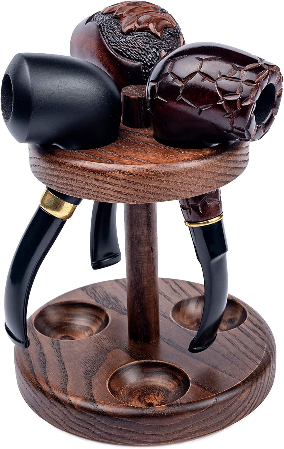 Dr. Watson – Wooden Pipe Stand, for 3 Tobacco Smoking Pipes, Handmade ...