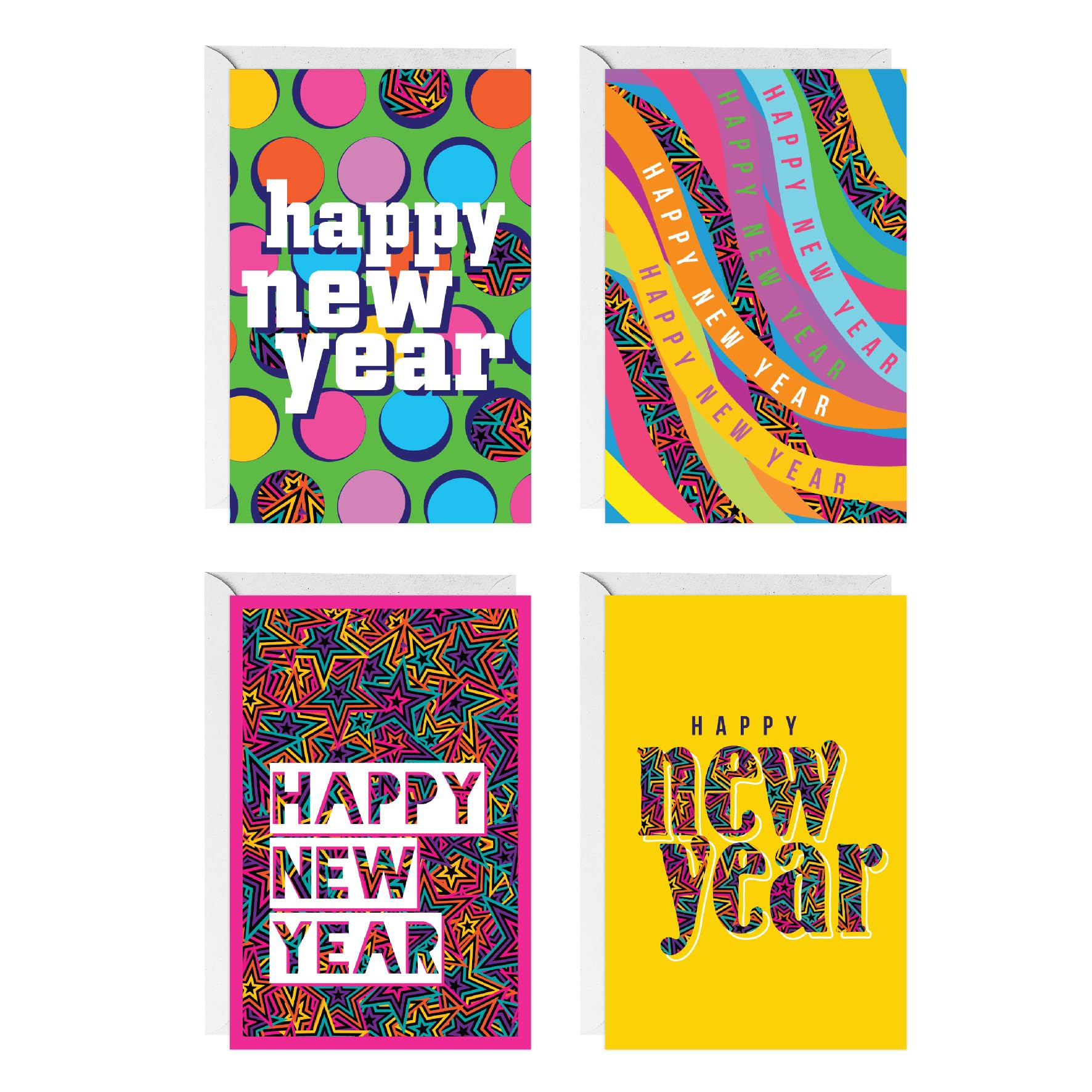 easykart labels 16 Happy New Year Cards Boxed Set With Envelopes and ...