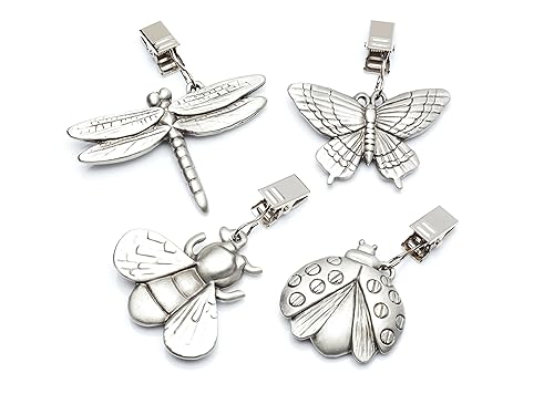 KitchenCraft Vintage-Style Heavy Pewter Tablecloth Weights with Clips ...