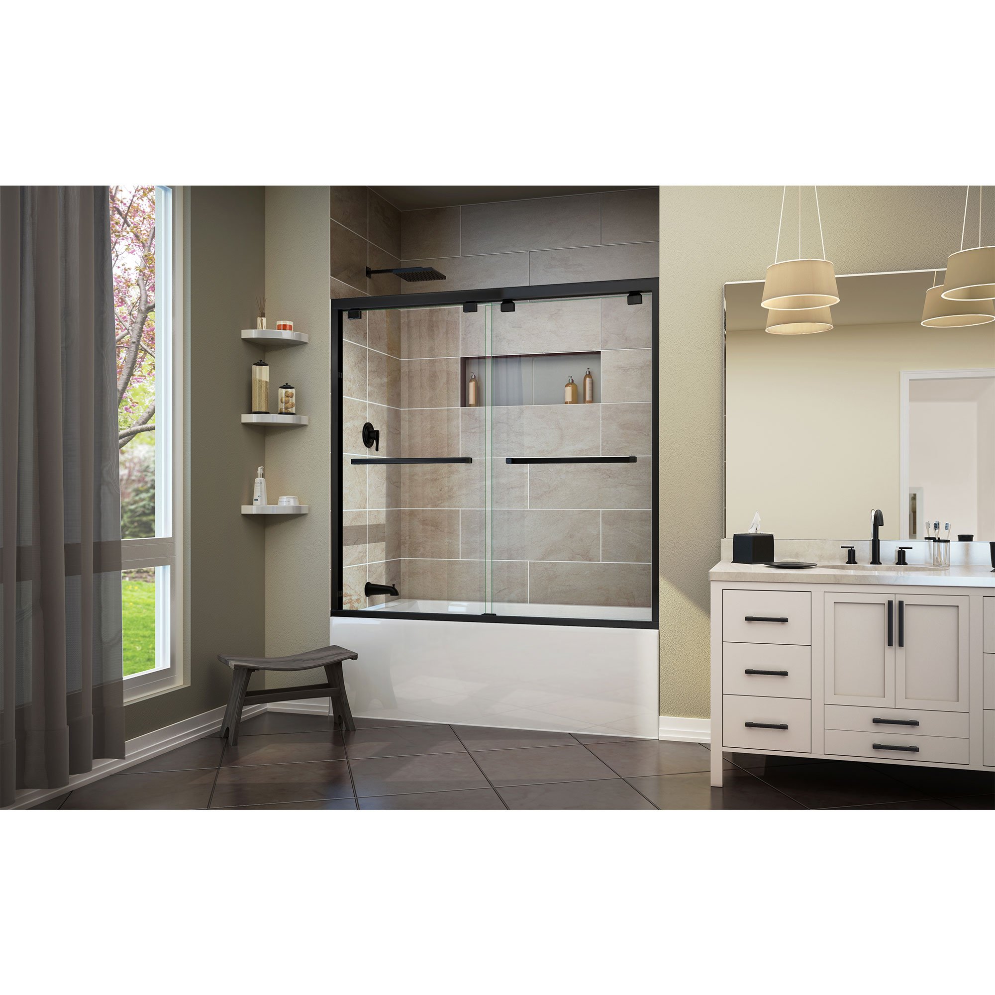 DreamLine Encore 56-60 in. W x 58 in. H Frameless Semi-Frameless Bypass ...