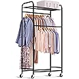 Amazon.com: AOODA Double Rod Long Clothing Racks for Hanging Clothes ...