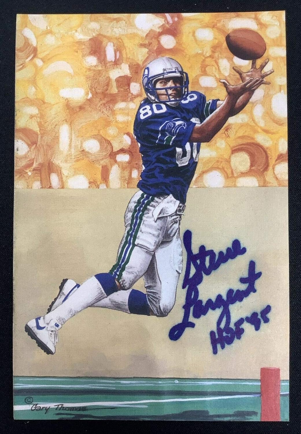 Steve Largent Signed GLAC Goal Line Art Card Autograph DAMAGED HOF 95 ...