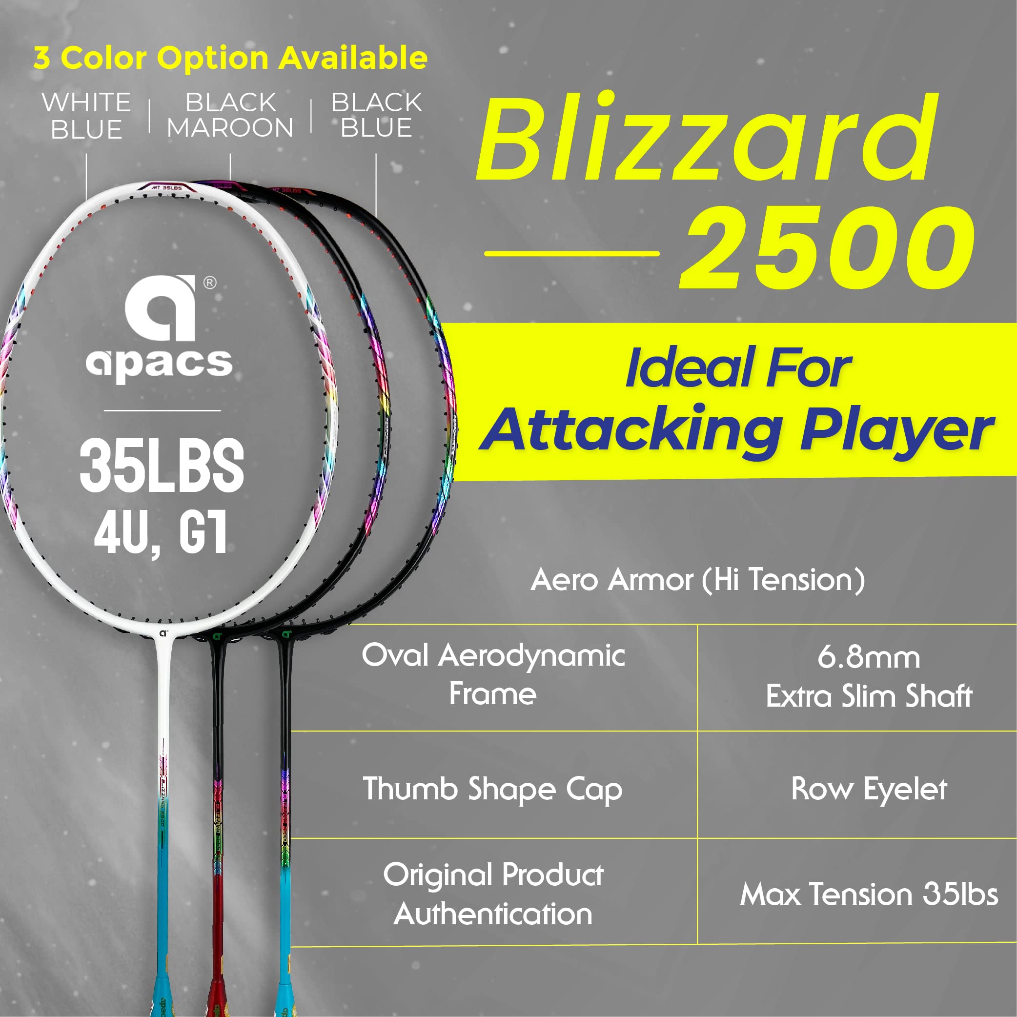 Mua Apacs-Sports Blizzard 2500 Black Blue Badminton Racket (4U) - Aero ...