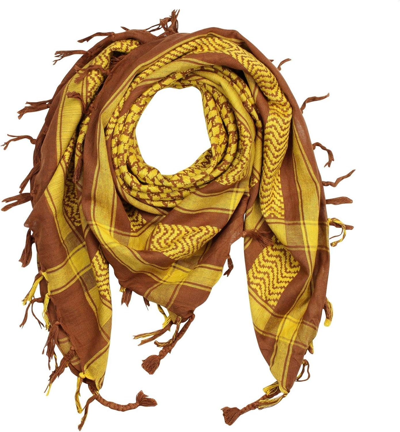 Freak Scene Kufiya - brown - brown-orchre - 40x40 inch - Shemagh ...