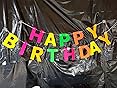 Amazon.com: Black Light Neon Happy Birthday Banner, Rainbow Glow ...