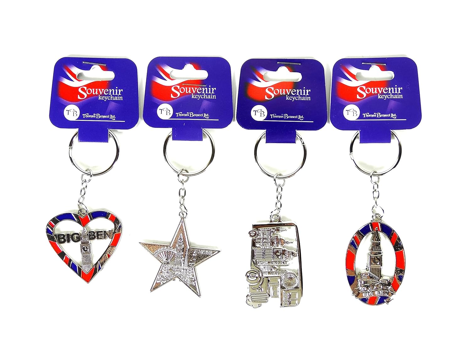 Set of 4 London Key Holders - Four Different Souvenir Keyrings ...