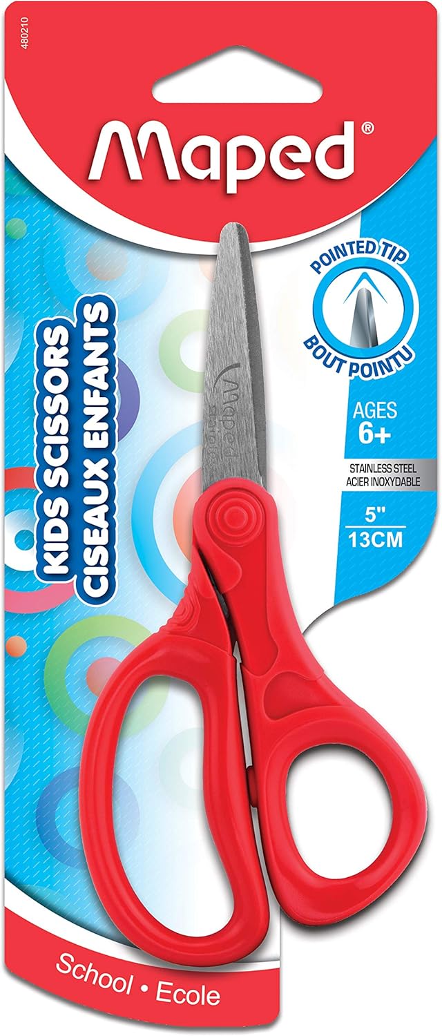 Maped 480210 Essentials Kids Scissors, 5 Inch Blades, Pointed ...