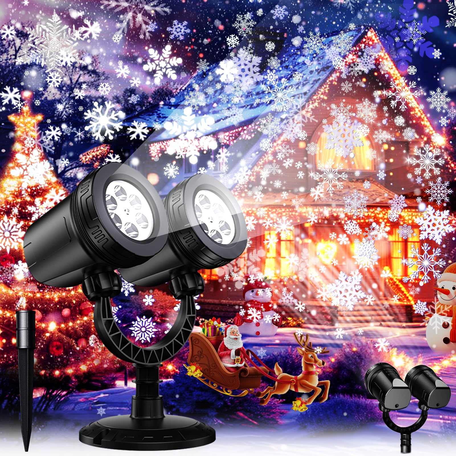 Christmas Projector Lights Outdoor - IP65 Waterproof LED Snowflake ...